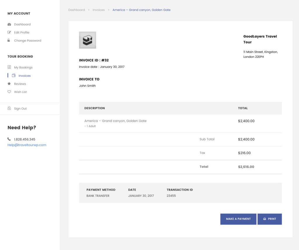 Customer – Invoice – Discovery Cruises and Tours